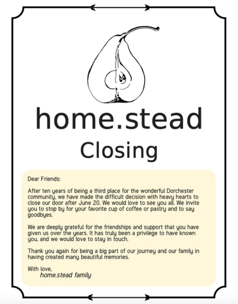 home.stead bakery and cafe will close on June 20 - Caught In Dot